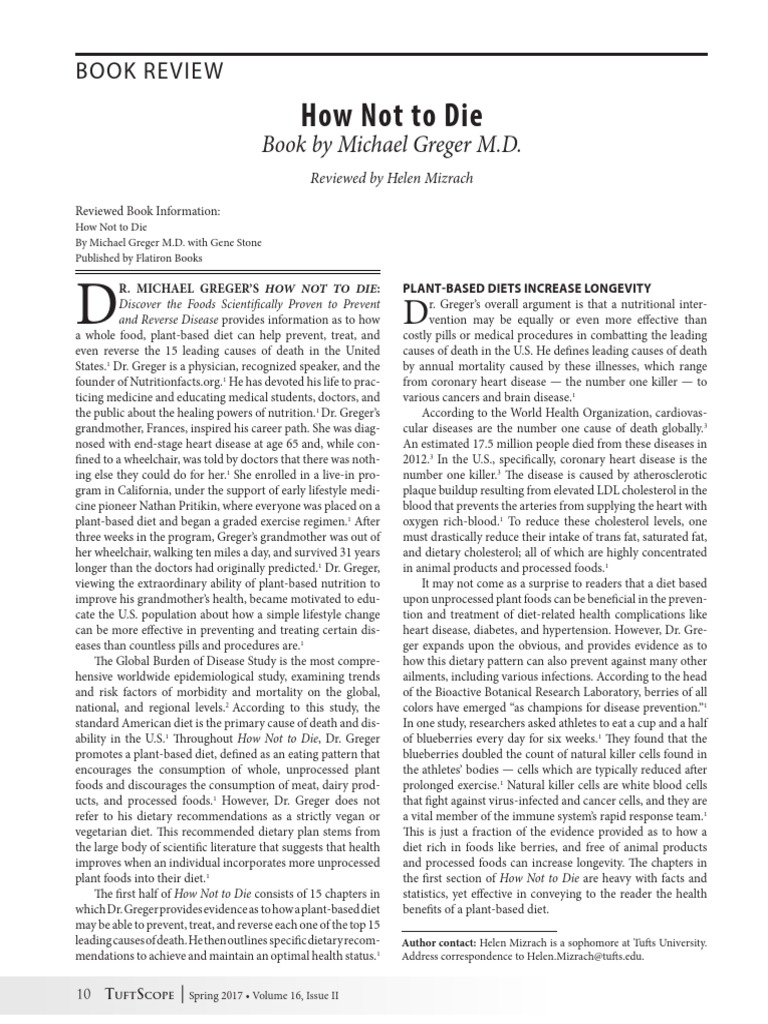 Book Review of Michael Greger's How Not To Die PDF | PDF ...