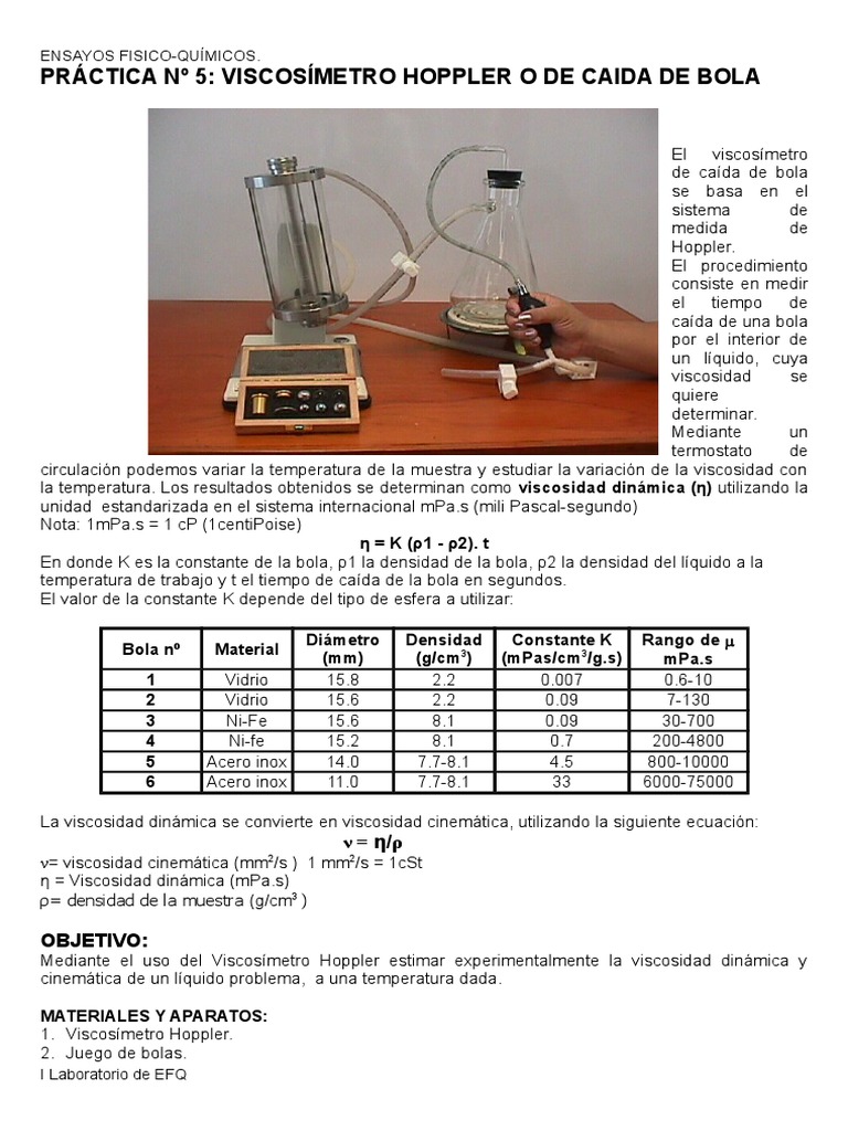 PRÁCTICA Nº5 Hoppler | PDF | Líquidos | Viscosidad
