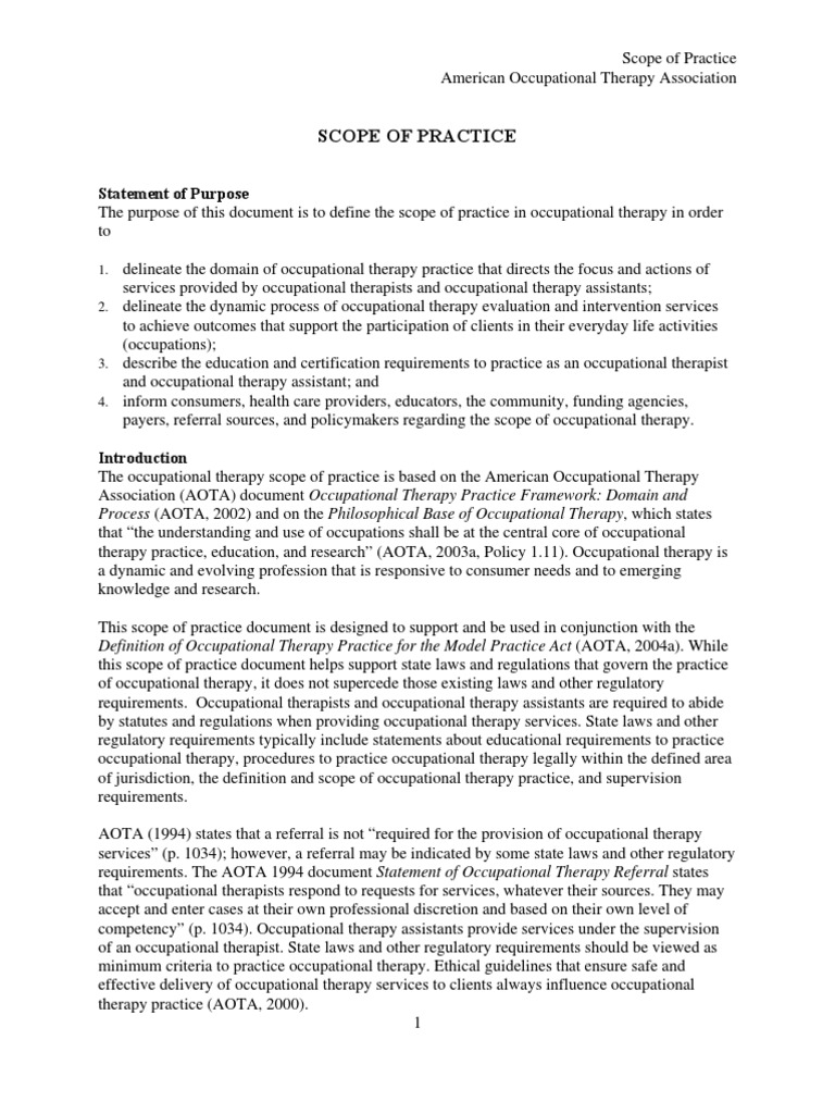 Scope of Practice | Occupational Therapy | Psychotherapy