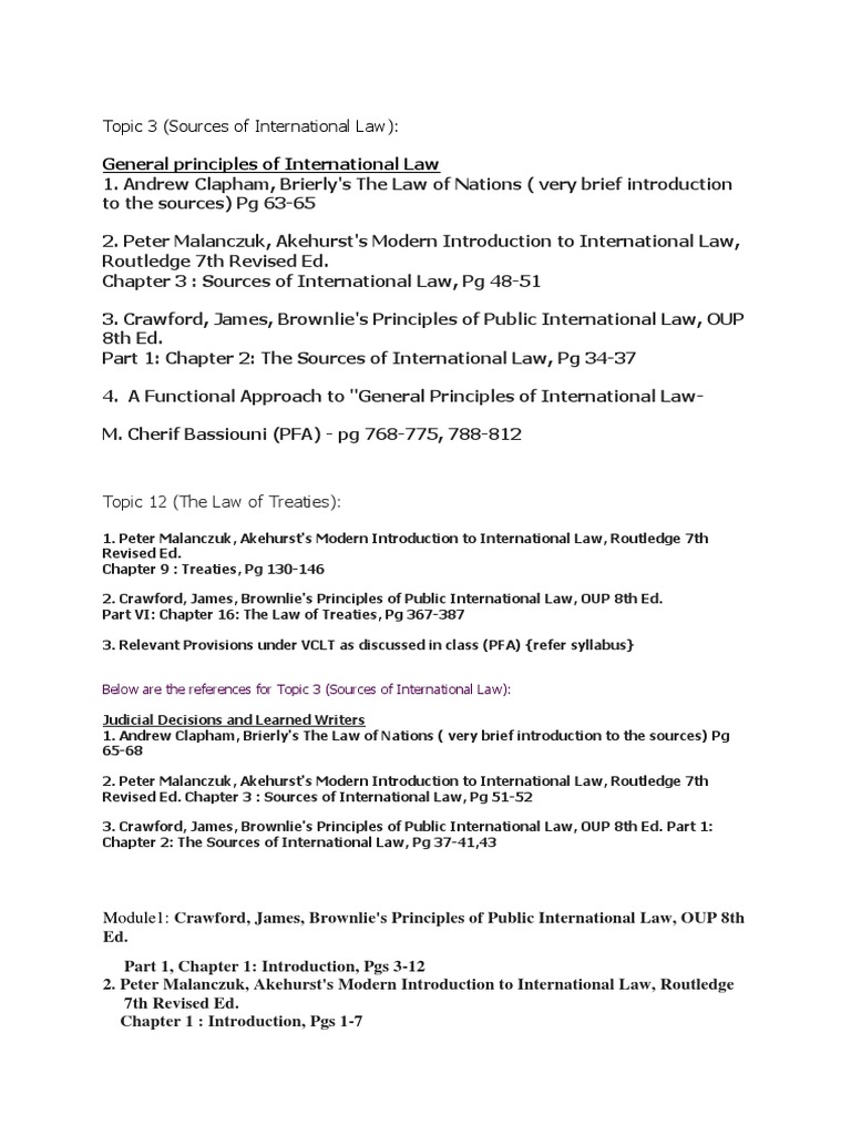 General Principles of International Law | PDF | Treaty | International Law
