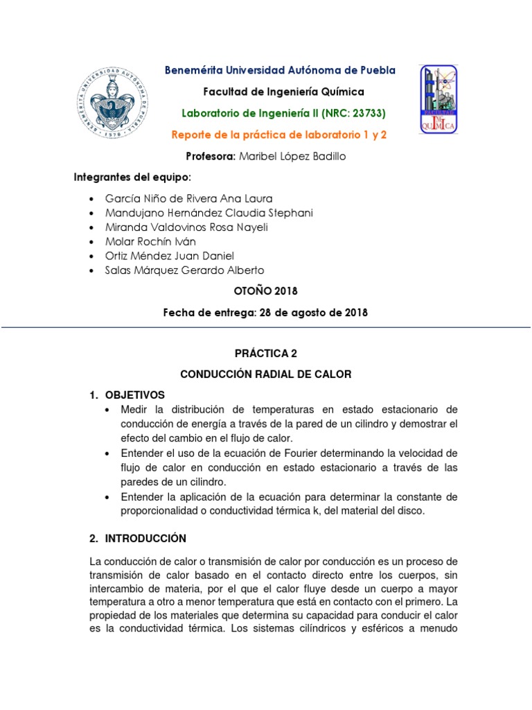 Práctica 2 Laboratorio 2 | PDF | Conduccion termica | Calor