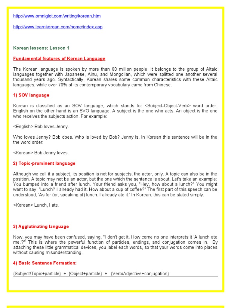 Korean Lessons | PDF | Verb | Subject (Grammar)