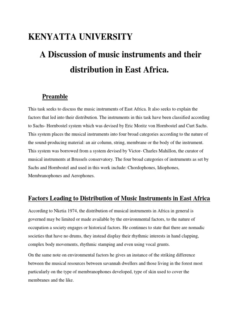 East African Traditional Music Instruments | PDF | Organology | Musical ...