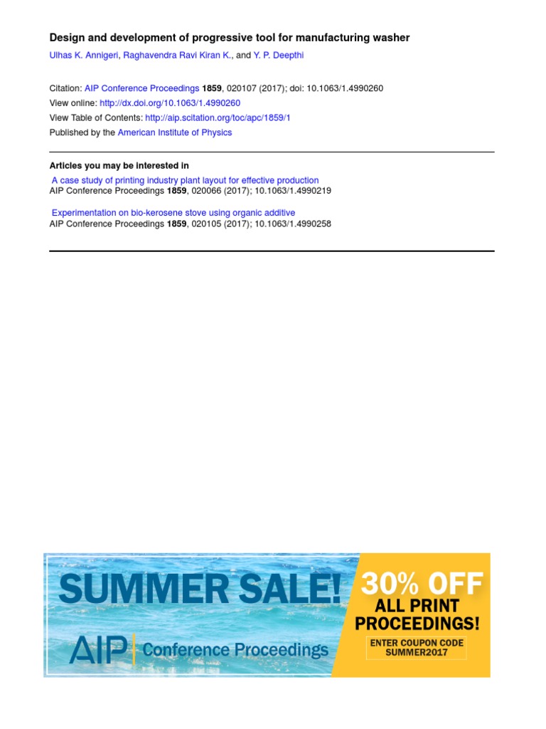 Design of Progressive Tool For Washer | PDF | Washer (Hardware ...