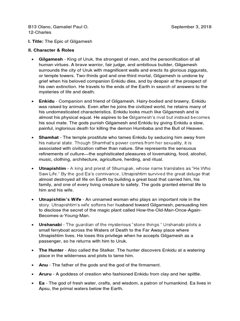 Gilgamesh | PDF | Epic Of Gilgamesh | Flood Myth