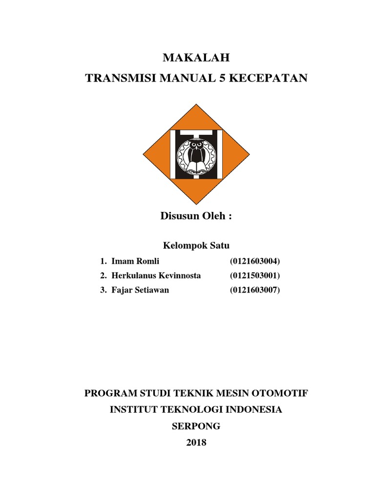 Makalah Transmisi Manual 5 Kecepatan | PDF