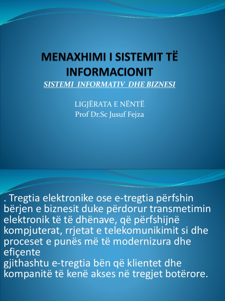 Ligjerata e 9 - SISTEMI INFORMATIV DHE BIZNESI | PDF