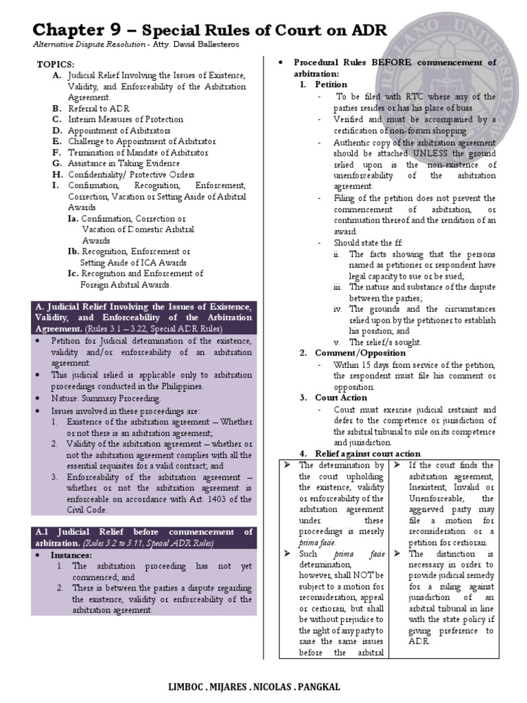 Chap 9 Special Rules of Court On ADR FINAL PDF | PDF | Alternative Dispute Resolution | Arbitration