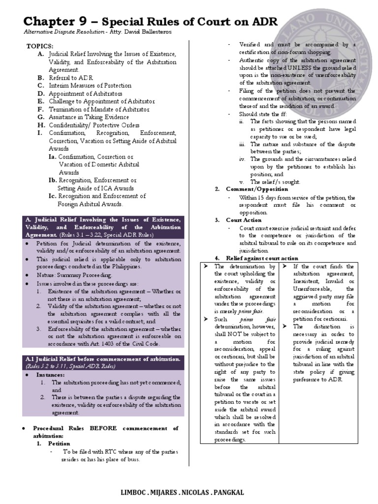 Chap 9 Special Rules of Court On ADR Ver 1 PDF | PDF | Alternative ...