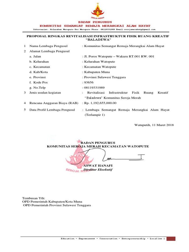 02 - Proposal Ringkas Bantuan Revitalisasi Infrastruktur Ruang Kreatif Baladewa Komunitas Seroja ...