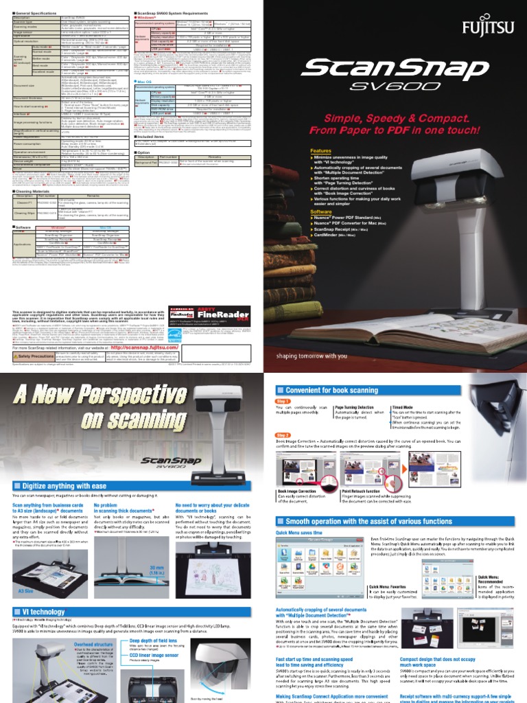 ScanSnap SV600 Brochure 06 EN01 201712a | PDF | Image Scanner | Usb