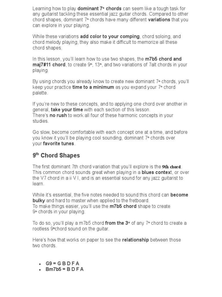 Mastering Dominant 7th Chords on Guitar | PDF | Chord (Music) | Musical ...