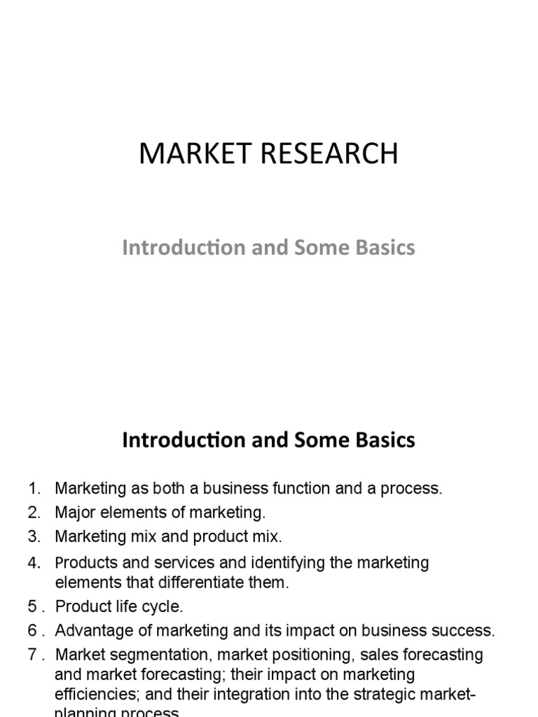 Market Research: Introduction and Some Basics | PDF | Marketing | Pricing