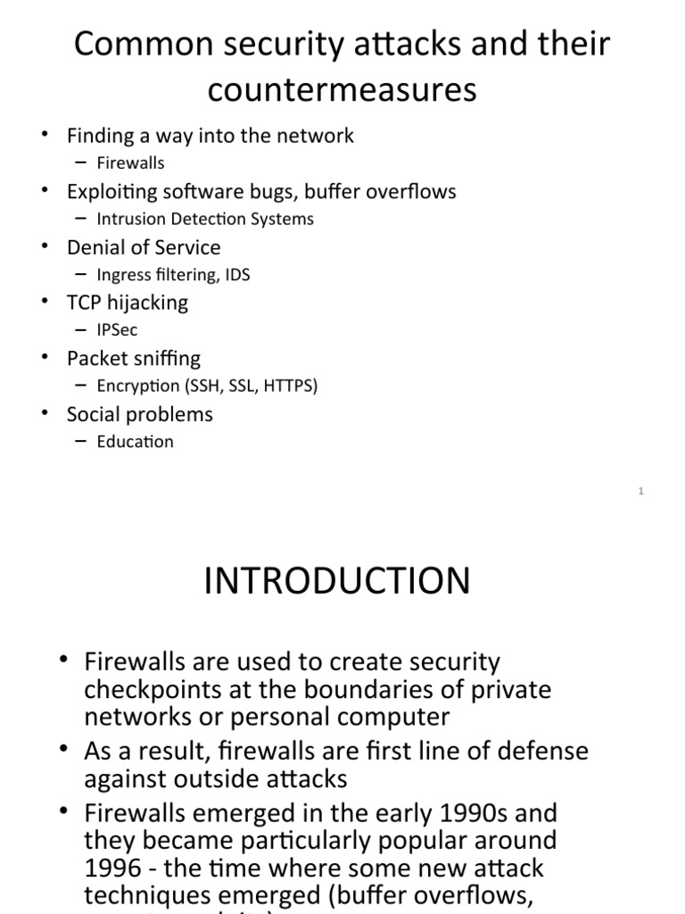 Common Security Attacks And Their Countermeasures Pdf Firewall Computing Cybercrime