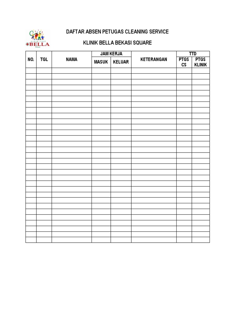 Form Absen Petugas Cleaning Service | PDF