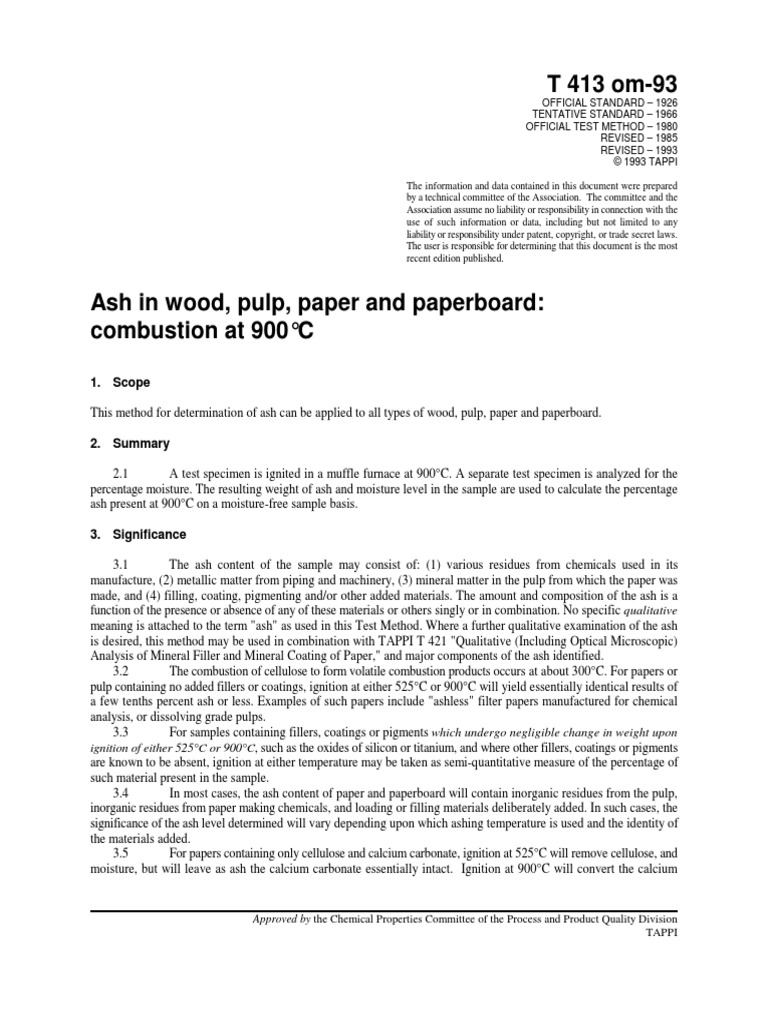 Tappi T413 | Download Free PDF | Paper | Combustion