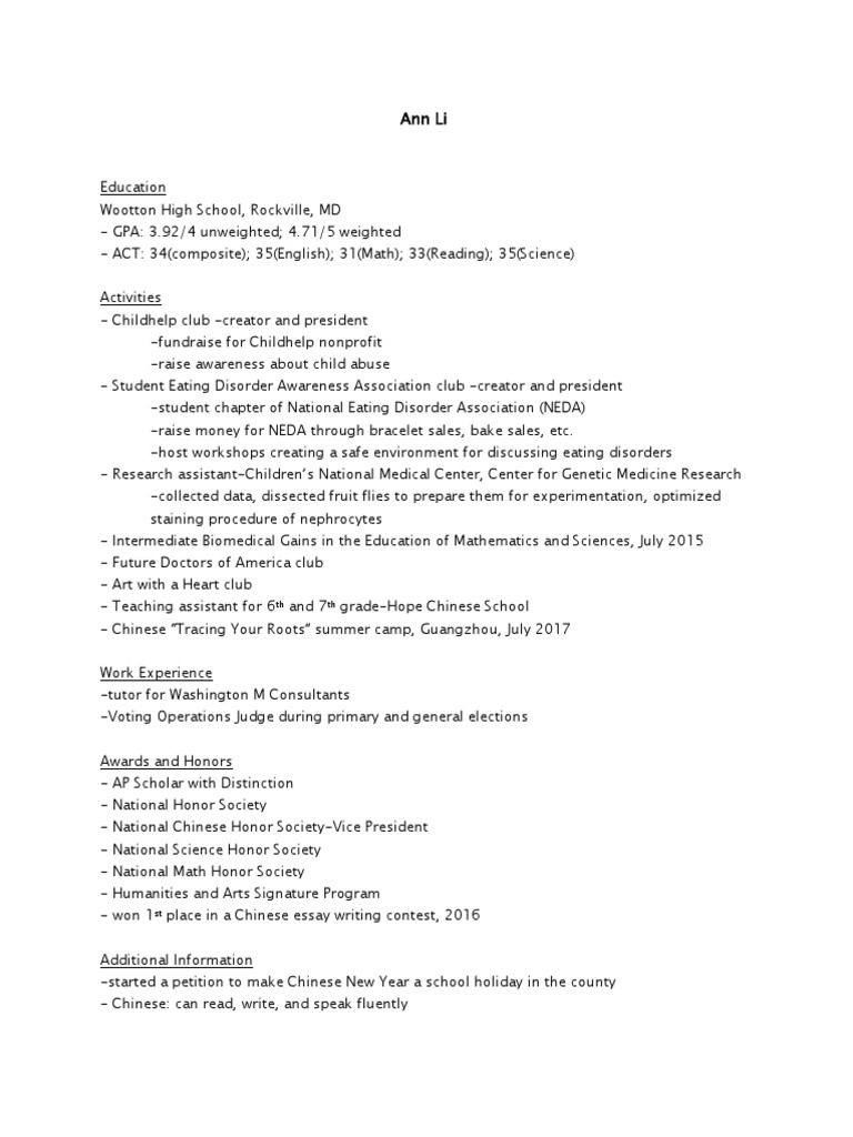 Li Ann Resume | PDF