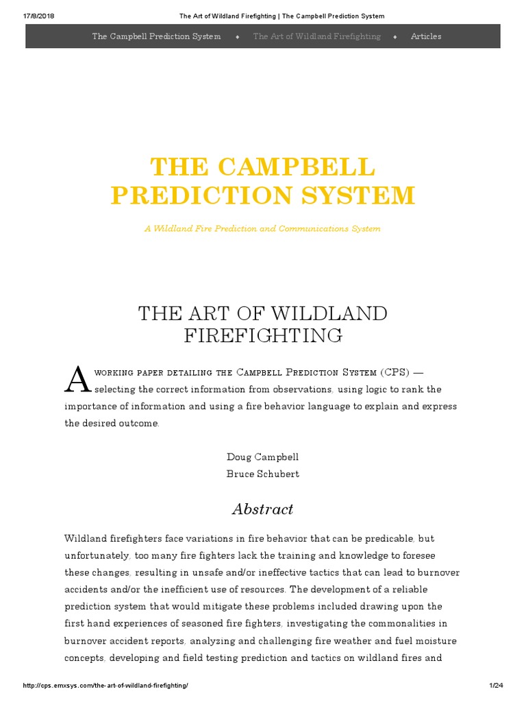 The Art of Wildland Firefighting - The Campbell Prediction System | PDF ...