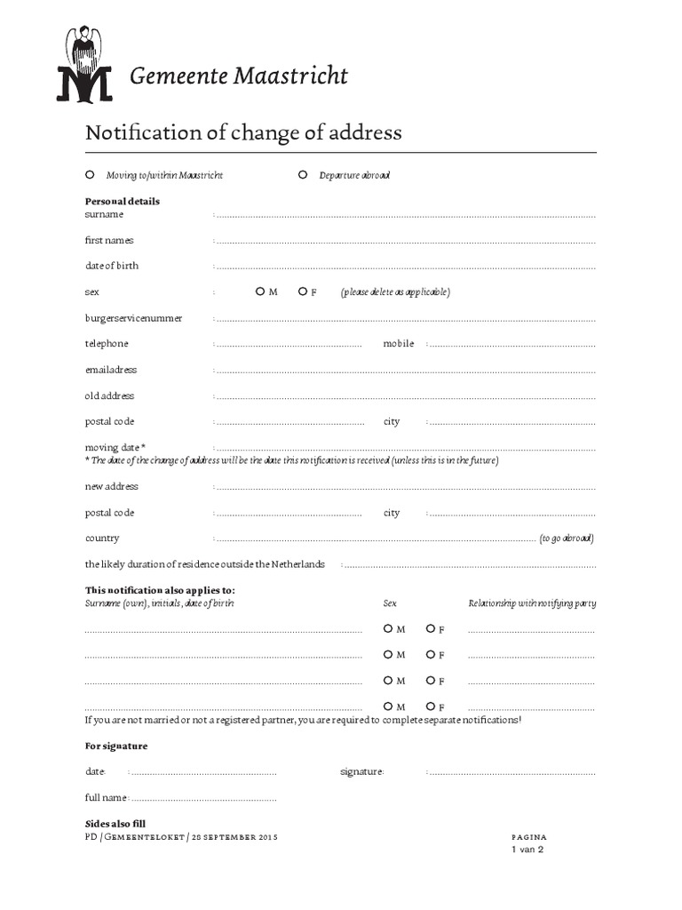 Notification of Change of Address | PDF | Official Documents | Government