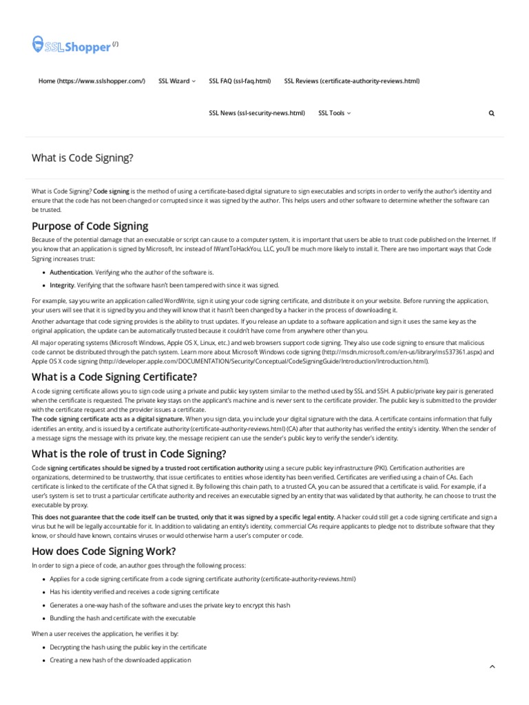 What Is Code Signing | PDF | Public Key Cryptography | Application Software