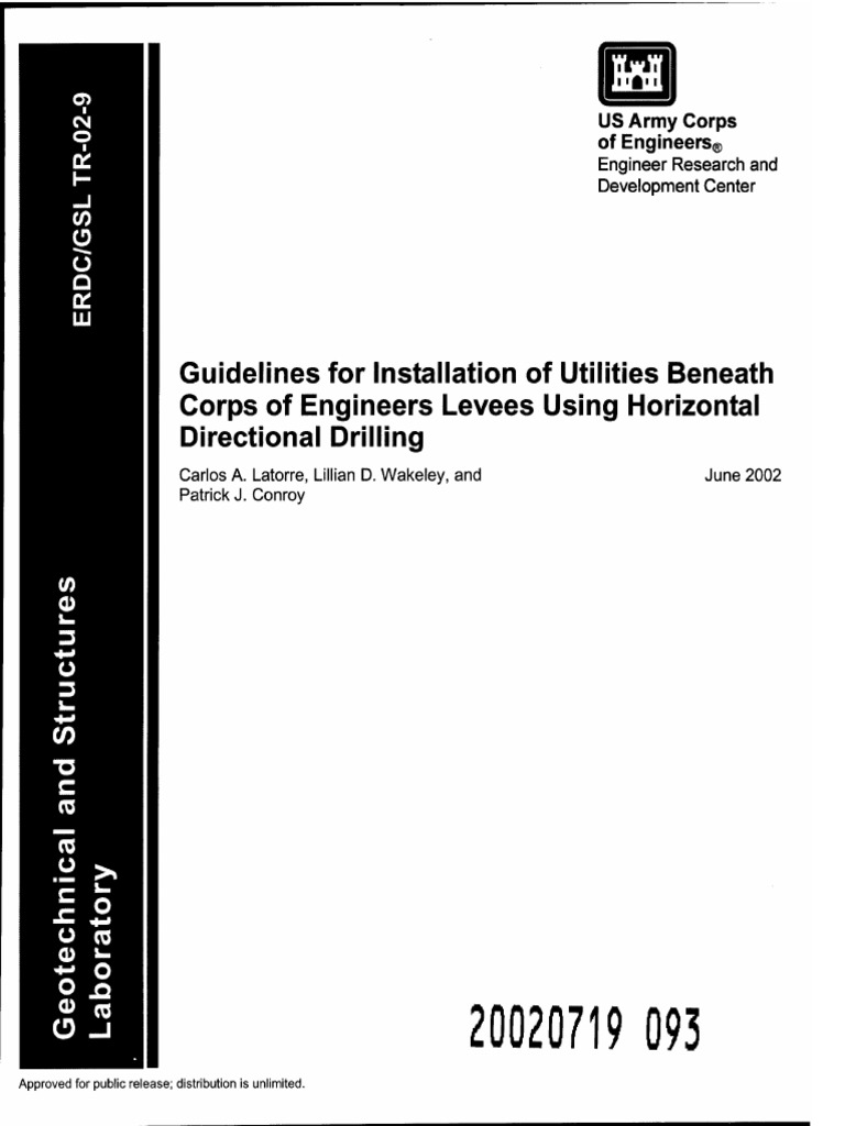 GSL TR-02-09 Guideline For Installation of Utilities Beneath Corps of ...