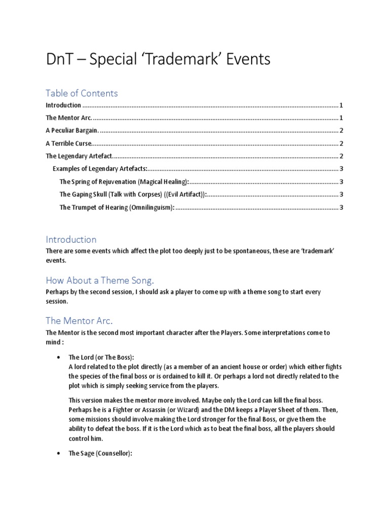 DNT - Special Trademark' Events | PDF | Fantasy | Leisure