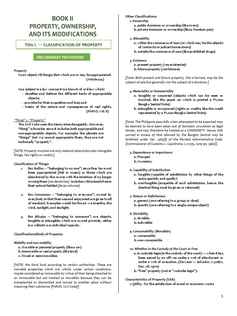 Property Paras Reviewer-Castillo | PDF | Property | Ownership