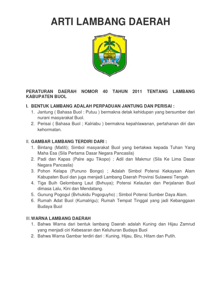 Arti Lambang Daerah Kab Buol | PDF