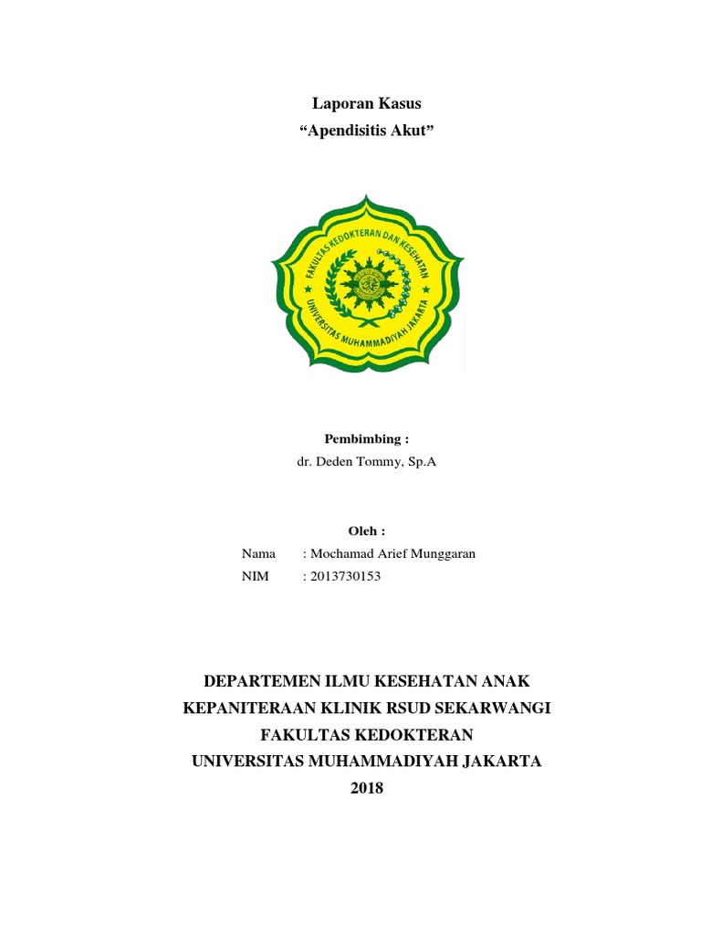 Cover Lapkas Apendisitis Akut | PDF