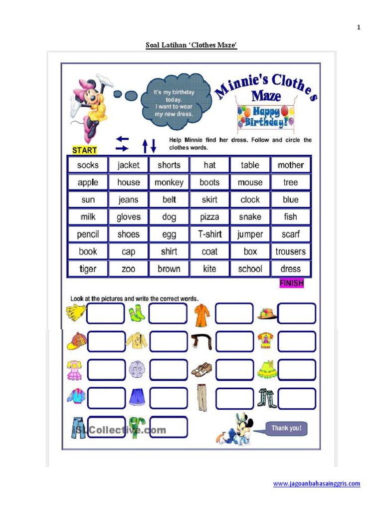 Soal Latihan Clothes Maze | PDF Soal Latihan Clothes Maze | PDF