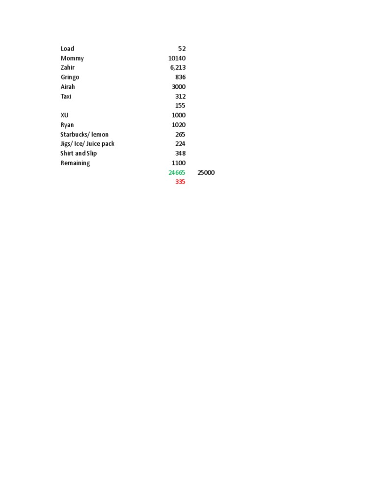 Expenses Cash 25k | PDF