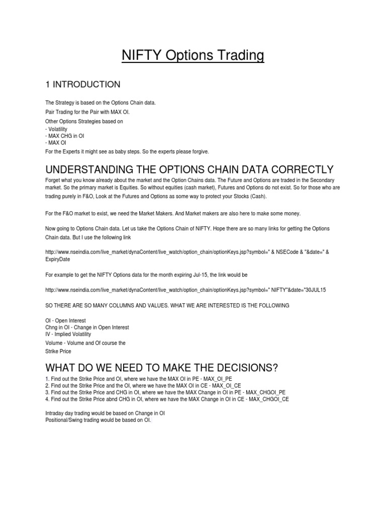NIFTY Options Trading PDF | PDF | Option (Finance) | Market Trend