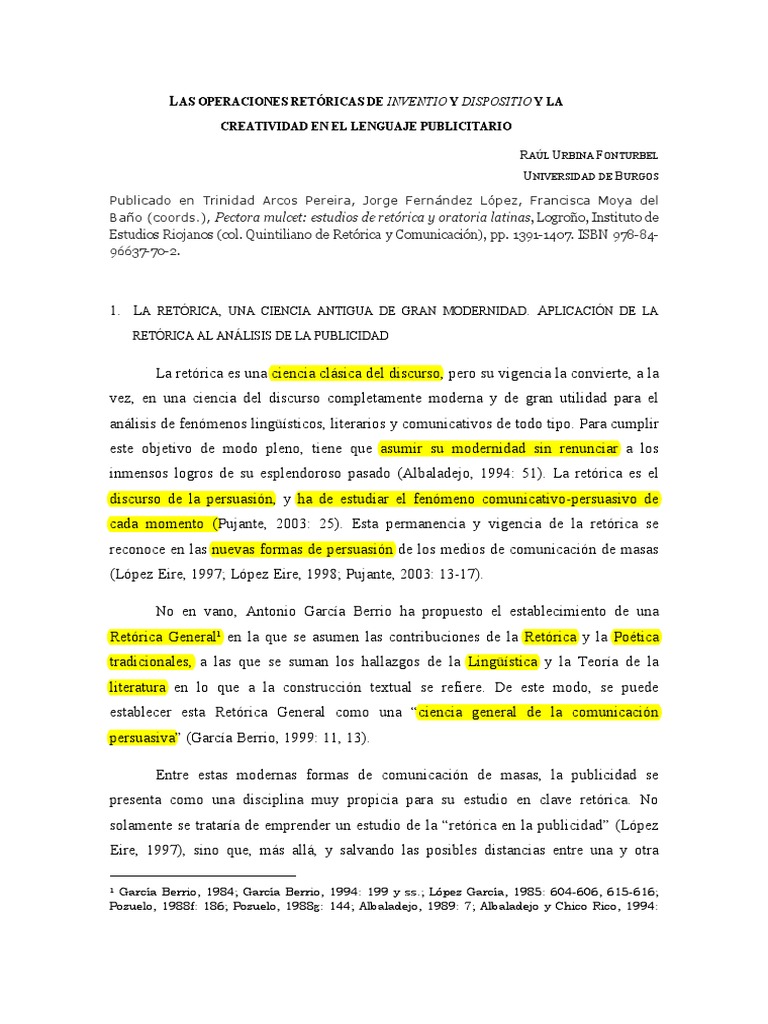 Retórica Inventio y Dispositio | PDF | Retórica | Publicidad