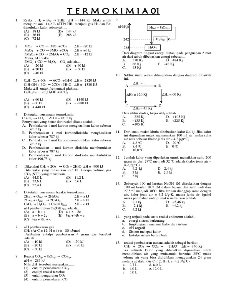 Soal-Soal Materi Termokimia | PDF