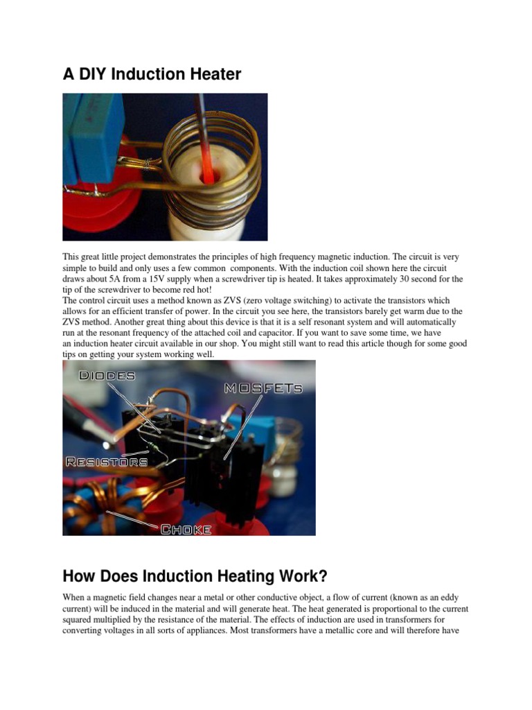 Simple DIY Induction Heater Circuit | PDF | Inductor | Transformer