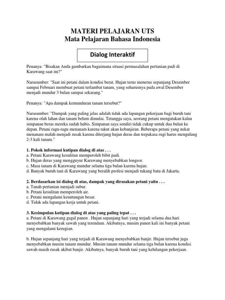 Materi Pelajaran Uts | PDF