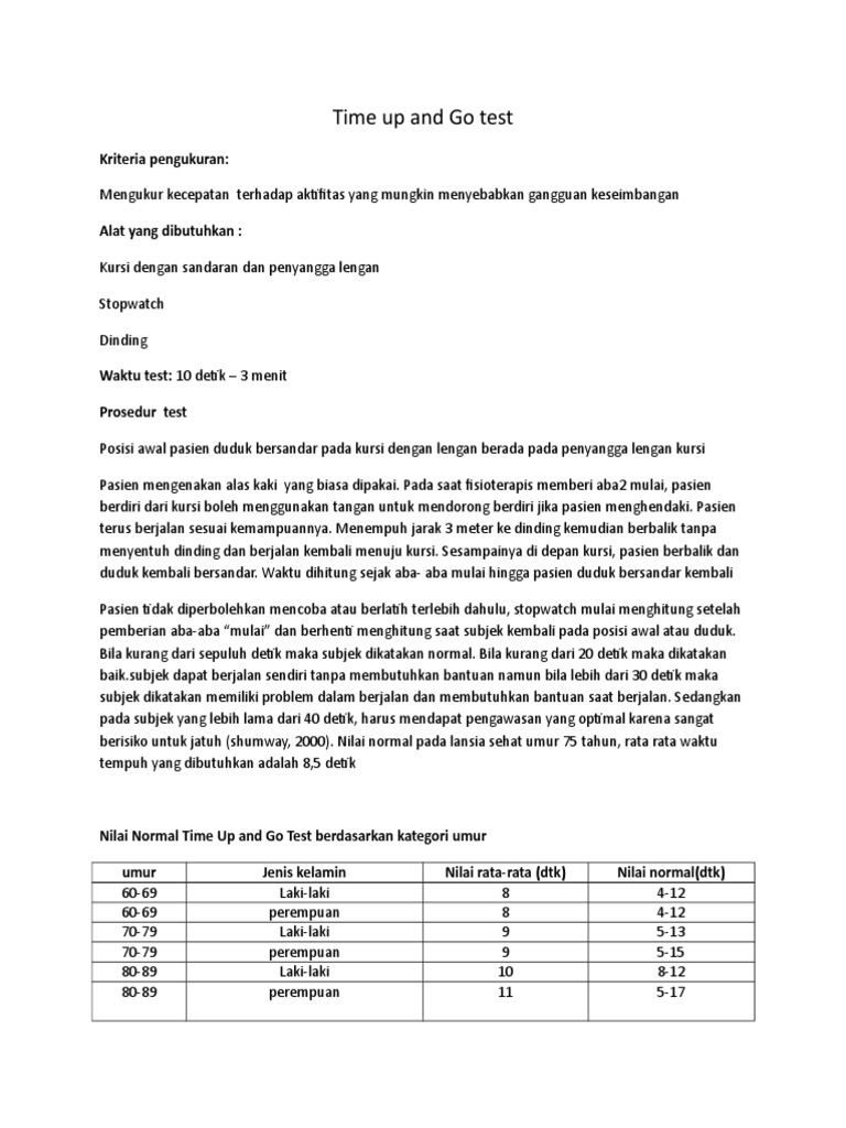 Time Up and Go Test | PDF