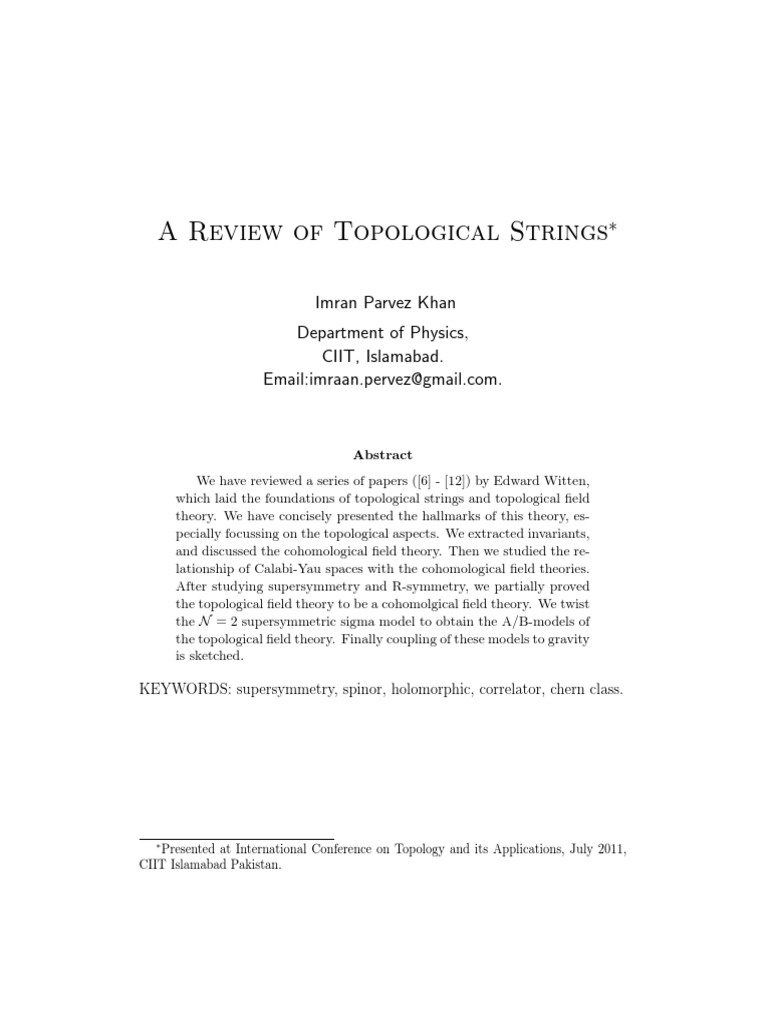 A Review of Topological Strings | Download Free PDF | Quantum Mechanics | Modern Physics