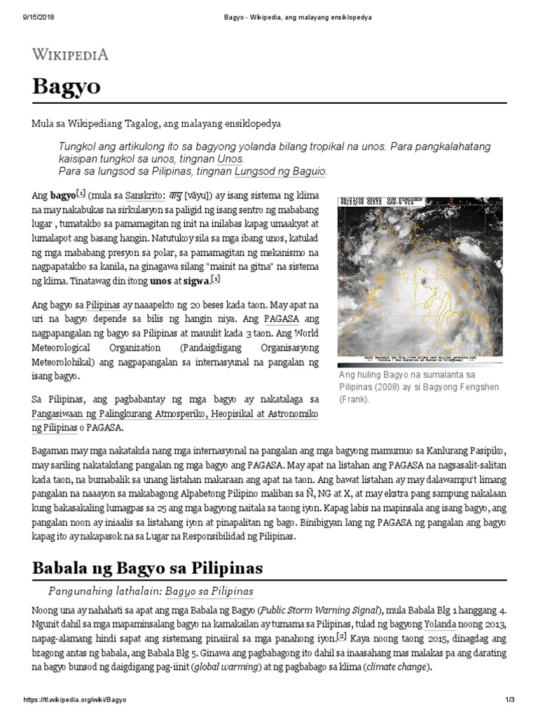 Bagyo (Cyclone) | PDF