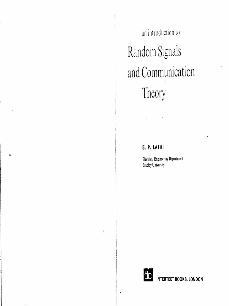 An Introduction To Random Signals and Communications Theory B.plathi ...