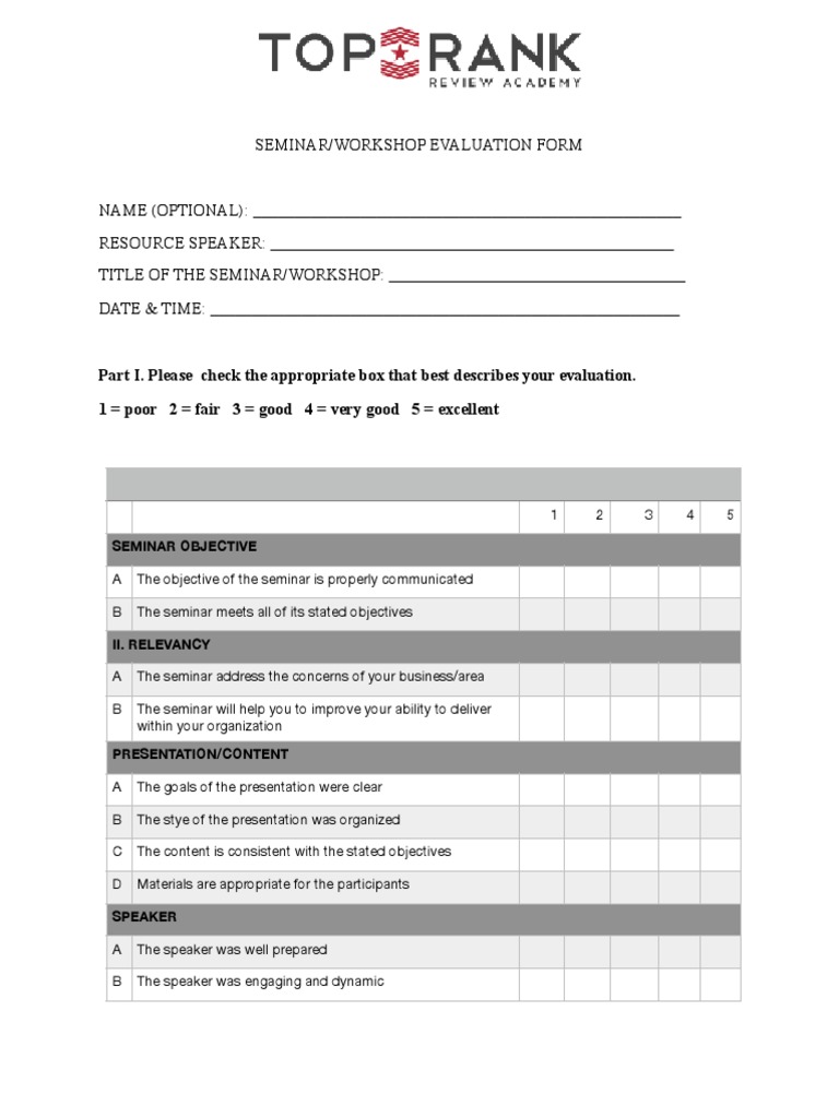 Part I. Please Check The Appropriate Box That Best Describes Your ...