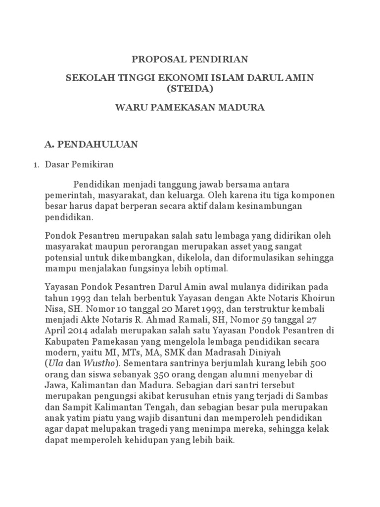 Proposal Pendirian | PDF
