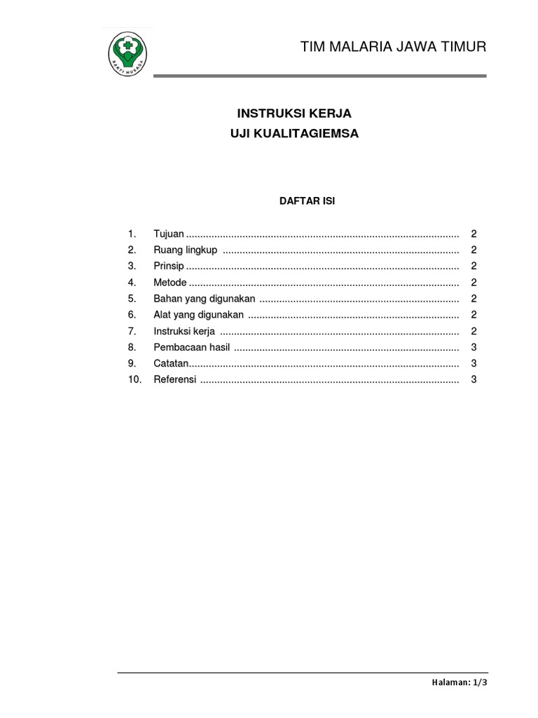 Uji Kualitas Reagen Giemsa Malaria | PDF