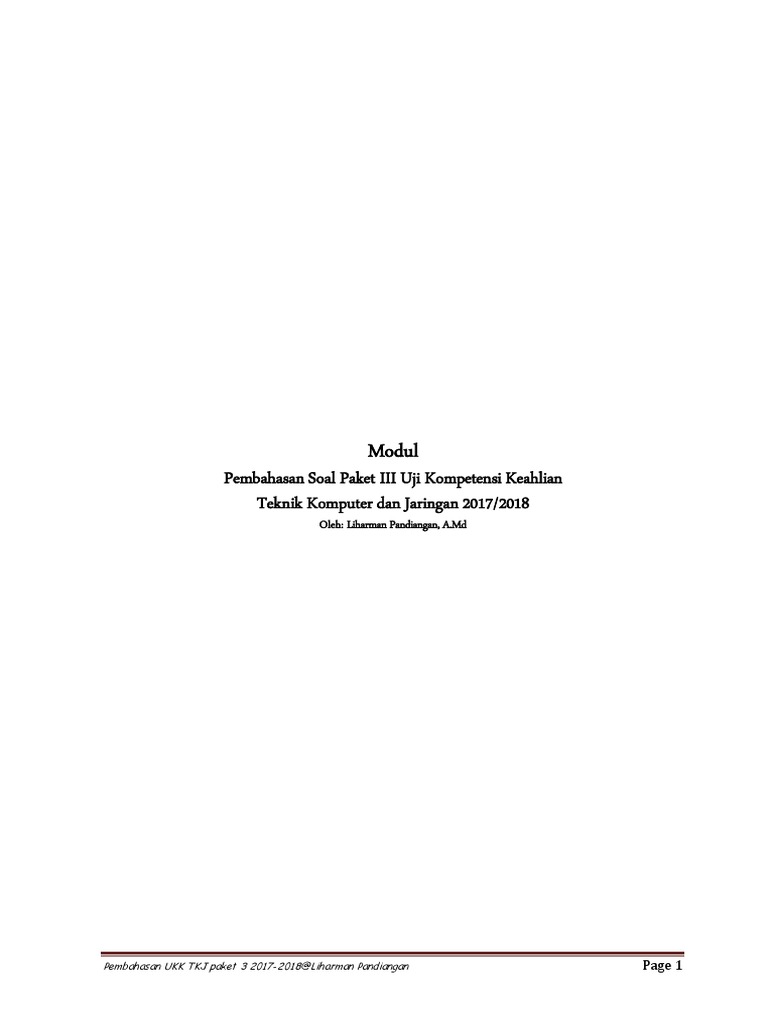 Modul Pembahasan Soal Ukk TKJ Paket 3 2016 2017 PDF | PDF