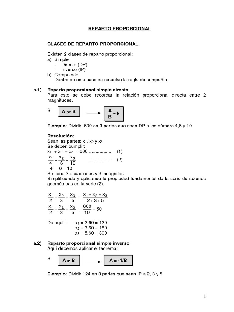 Reparto Proporcional | PDF | Objetos matemáticos | Enseñanza de matemática