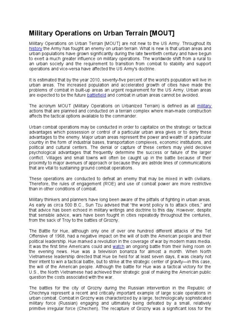 Military Operations On Urban Terrain | PDF | Urban Warfare | United ...