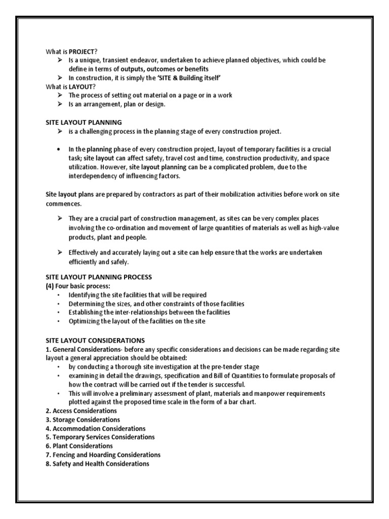 Site Layout Planning for Construction | PDF | Concrete | Plumbing