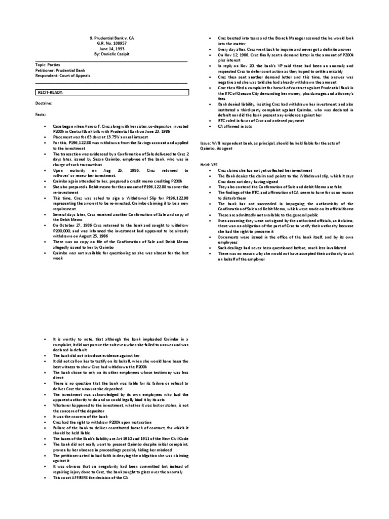 Prudential Bank V CA | PDF | Debit Card | Banks