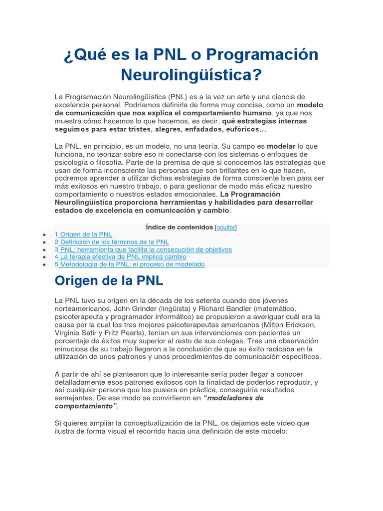 Qué Es La PNL o Programación Neurolingüística | PDF | Programación ...