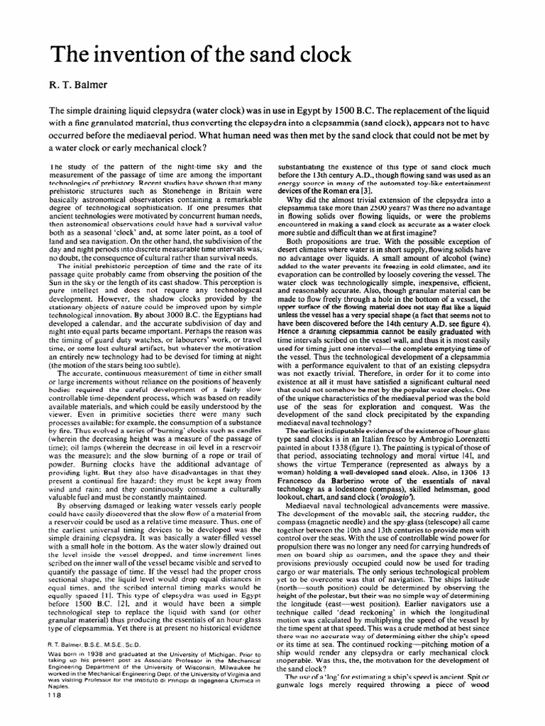 Balmer - The Invention of The Sand Clock | PDF | Clock | Time